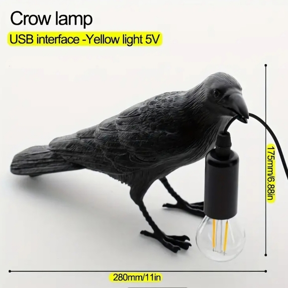 Accents | Resin Raven Lamp With Edison Style Bulb | Poshmark